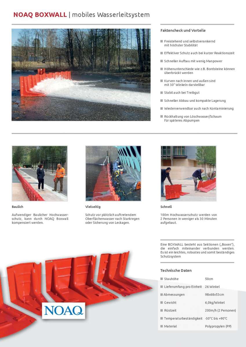 Noaq Boxwall 52; Hochwasserschutz; gerade; gerades Element; Noaq | CER - Moderne Feuerwehrtechnik